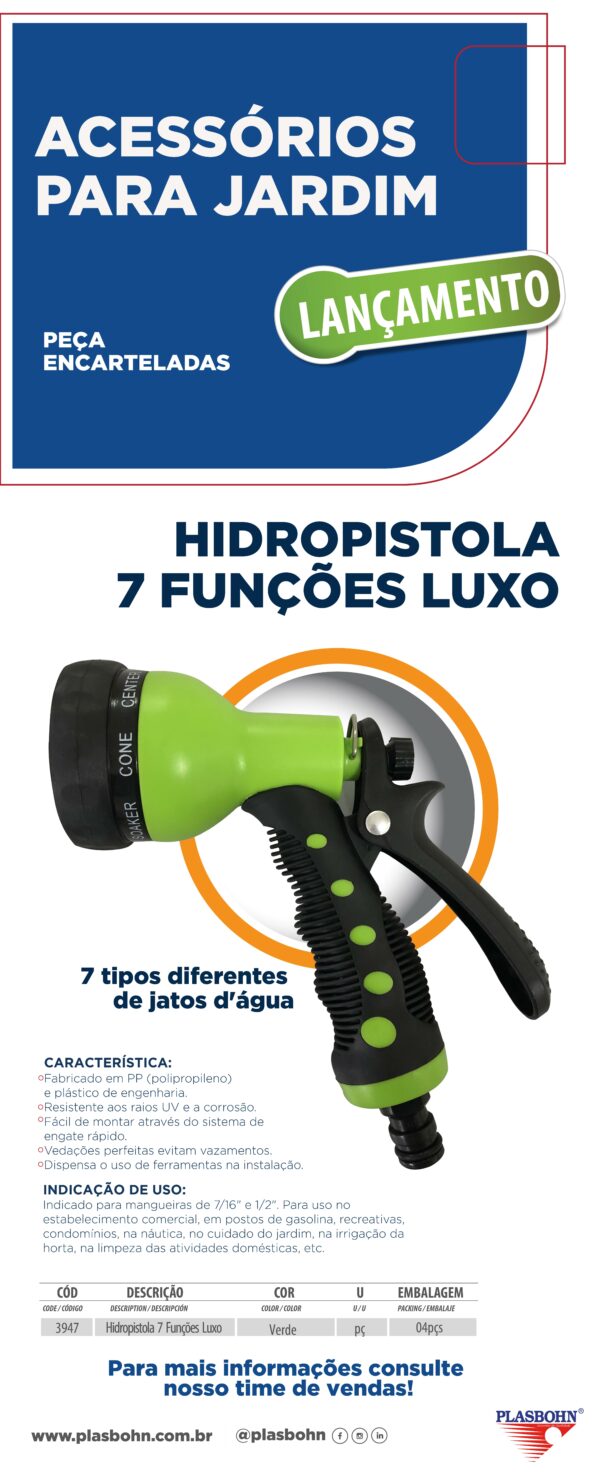 Lançamento Hidropistola 7 Funções Luxo – Plasbohn