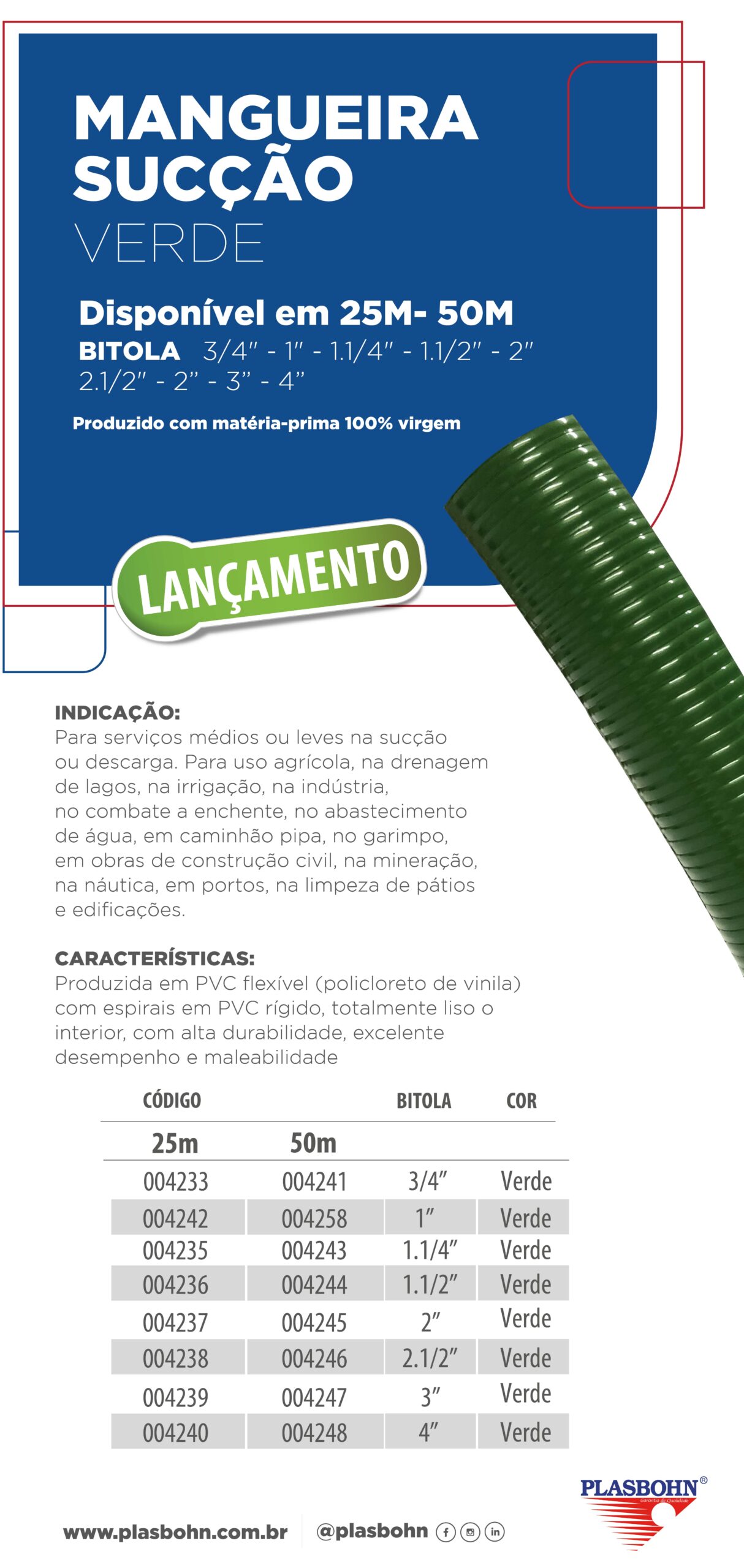 Mangueira Sucção Verde - Plasbohn – Plasbohn