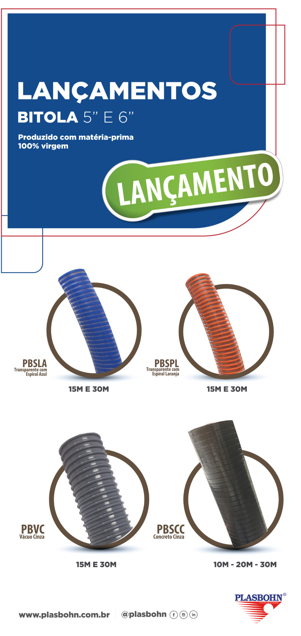 LANÇAMENTO: Linha Mangueiras de Sucção, Vácuo e Concreto 5" e 6" – Plasbohn