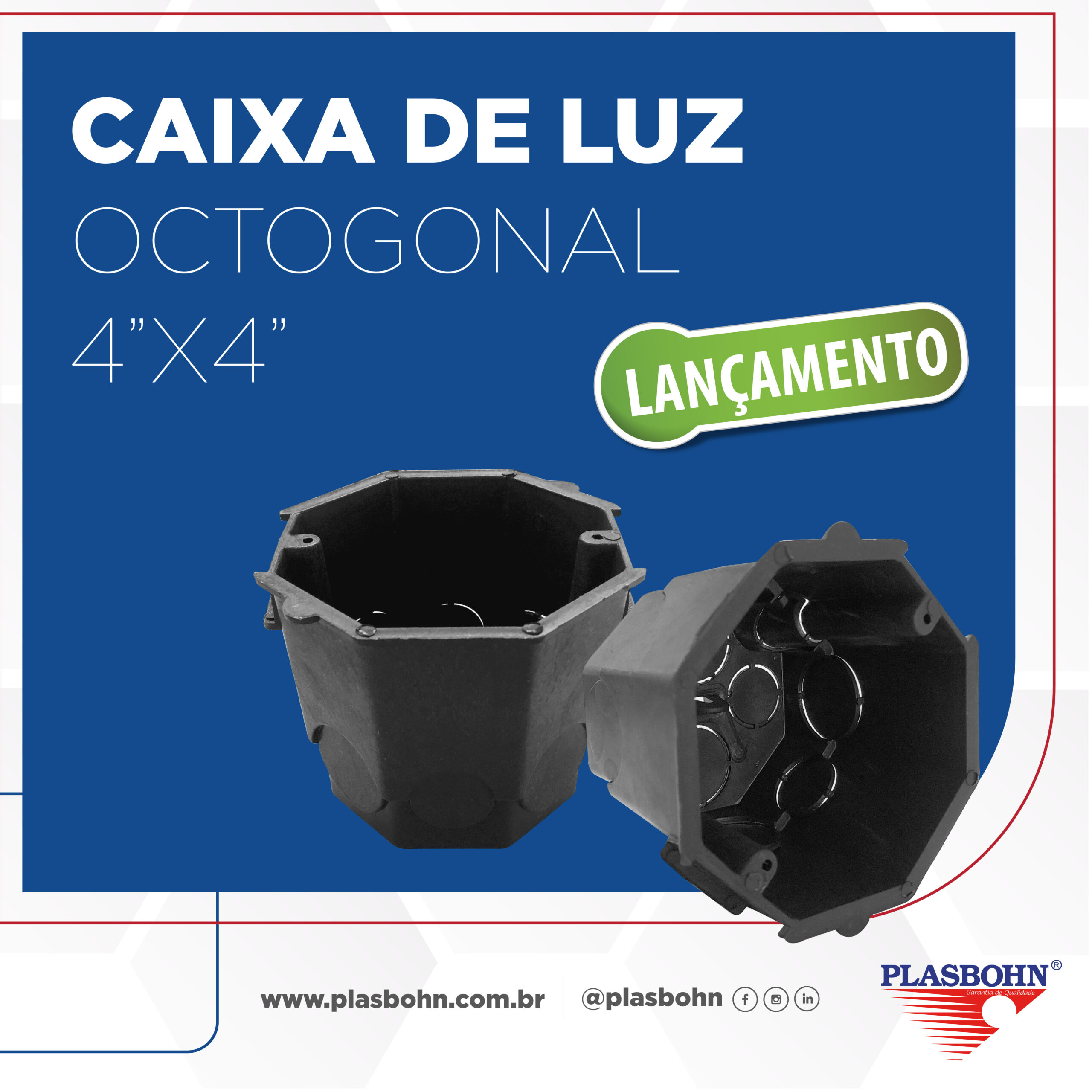 Caixa de Luz Octogonal 4”x4” – Plasbohn – Plasbohn