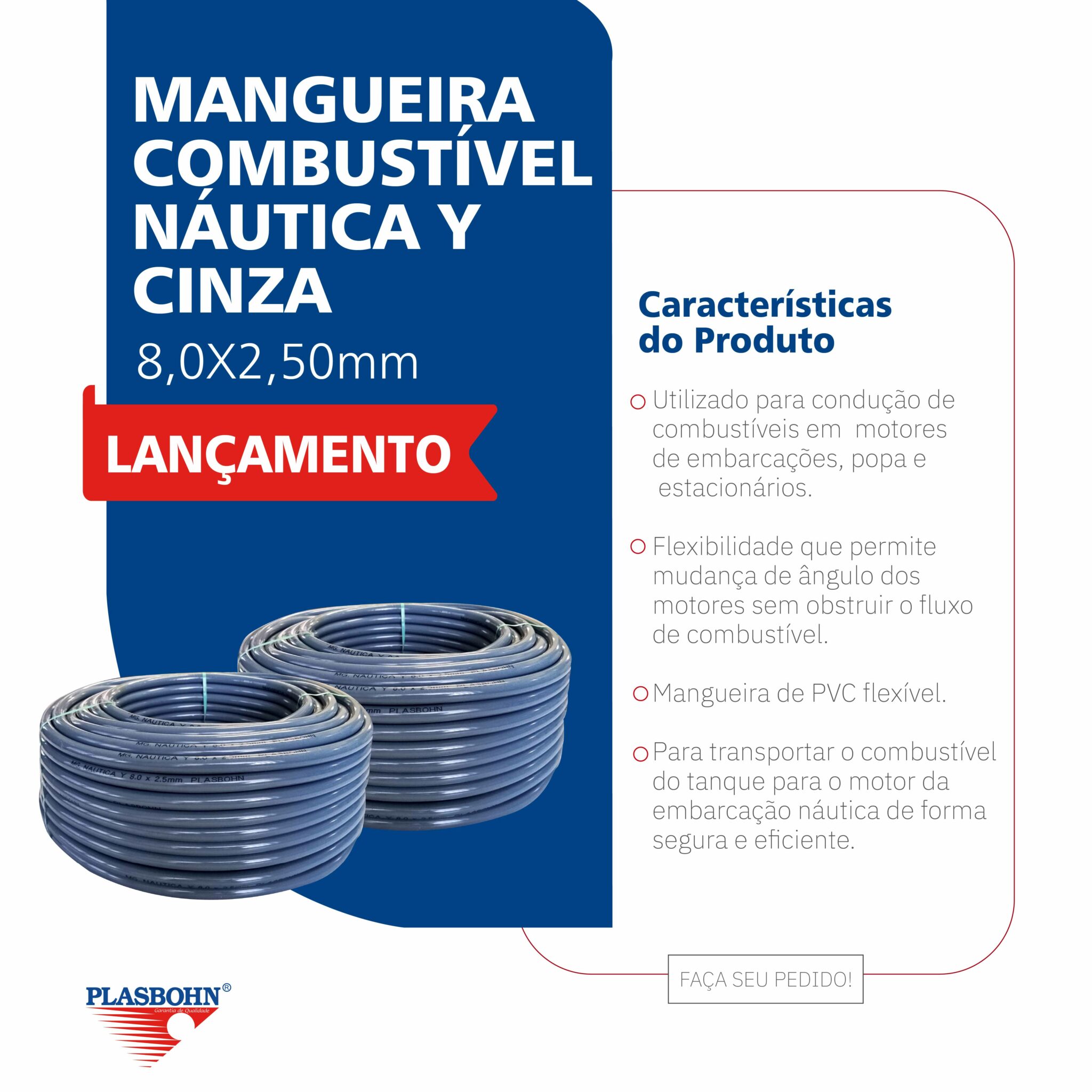 MANGUEIRA COMBUSTÍVEL NÁUTICA Y CINZA - PLASBOHN – Plasbohn